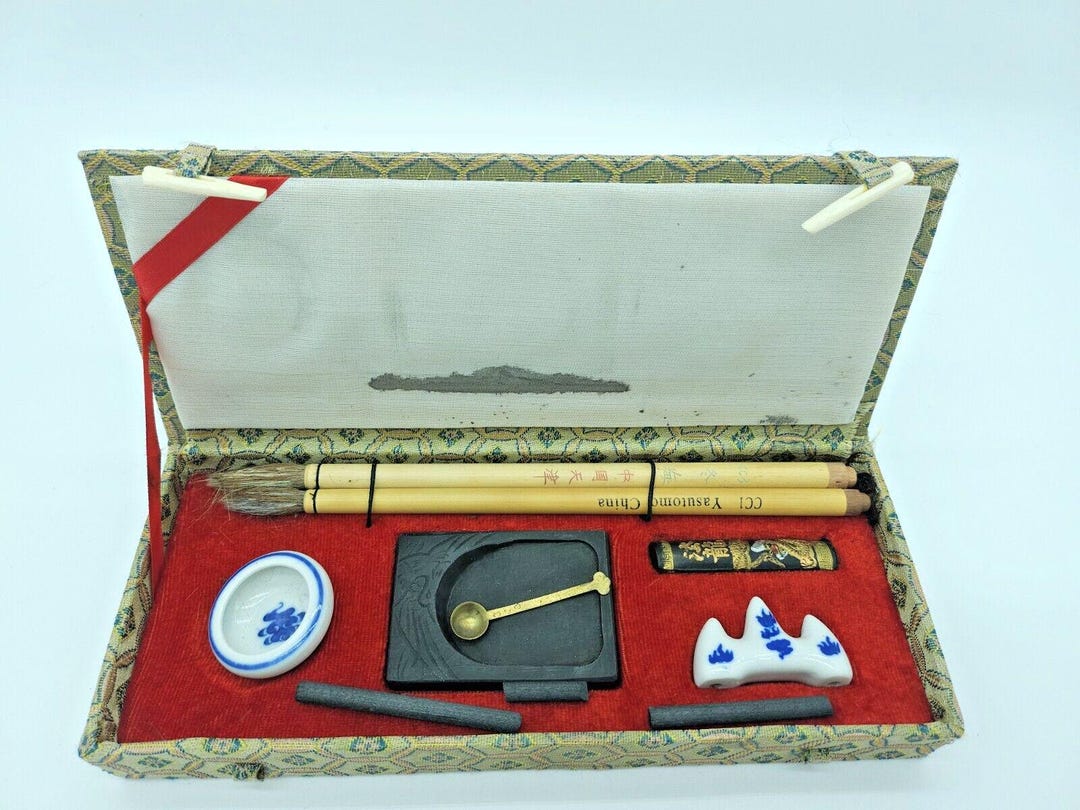 Vintage Chinese Calligraphy Writing Painting Box Set - Etsy