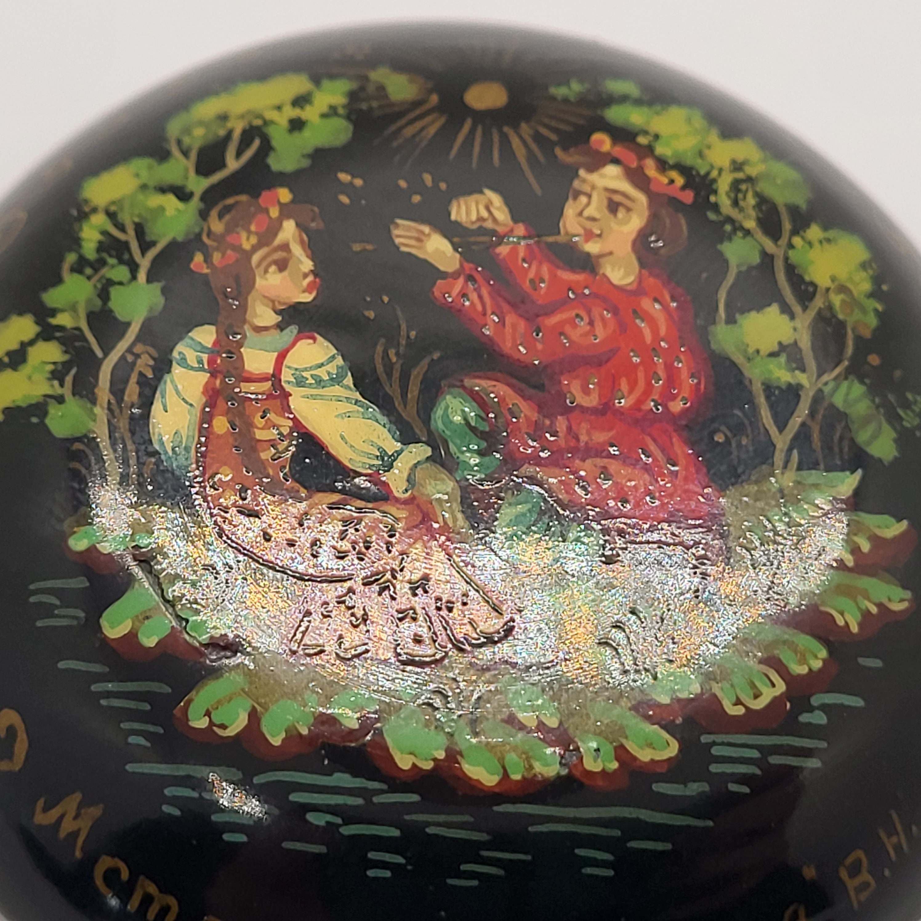 Vintage Russian Hand Painted Lacquered Trinket Box - Etsy