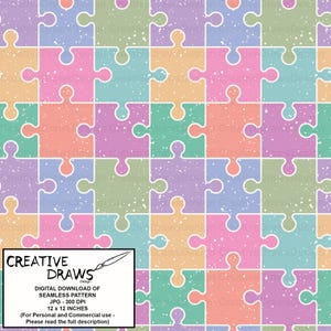 Jigsaw Puzzle Seamless Pattern, Digital Repeat Pattern for Personal and ...