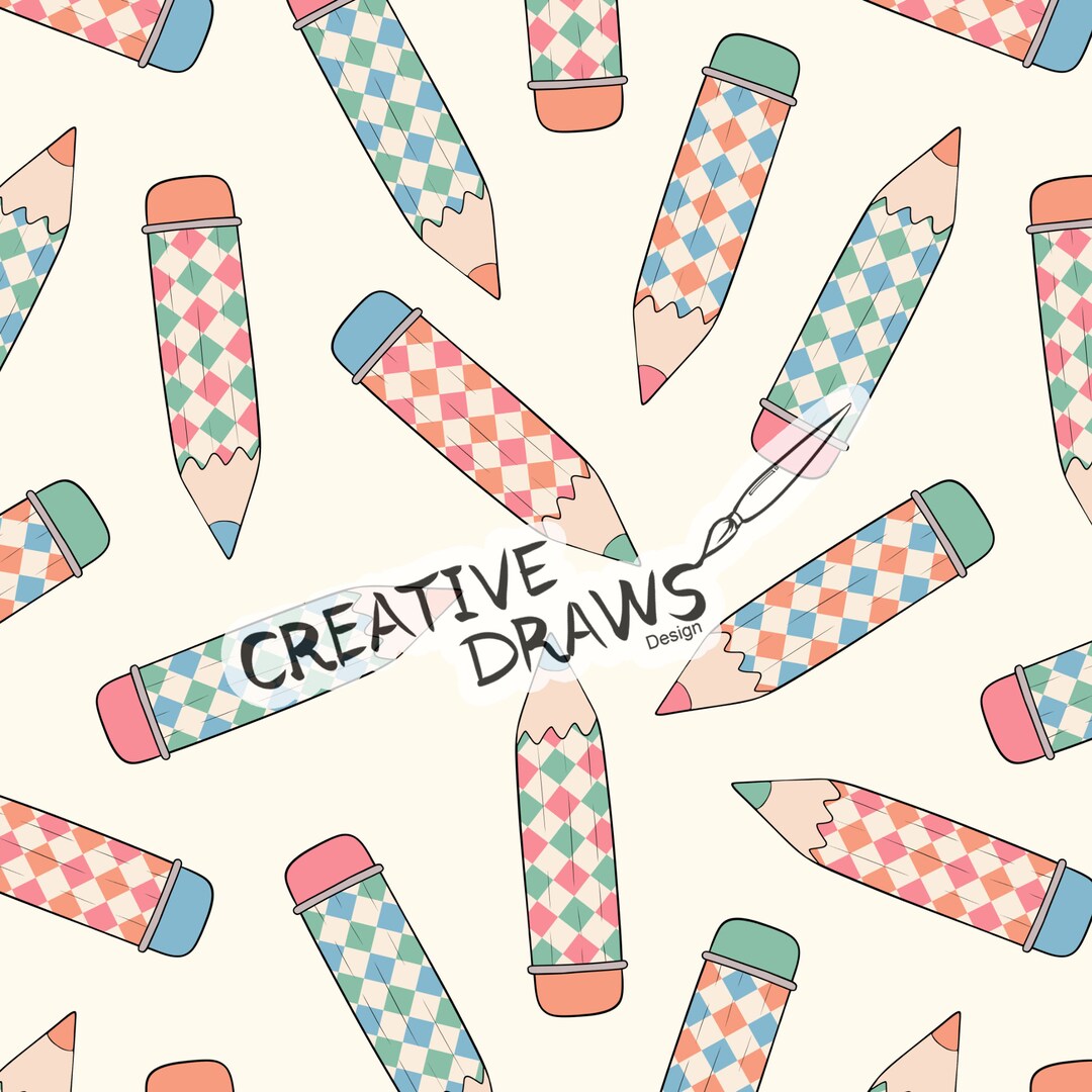 Pencil Seamless Pattern, Back to School Seamless File Digital Download ...