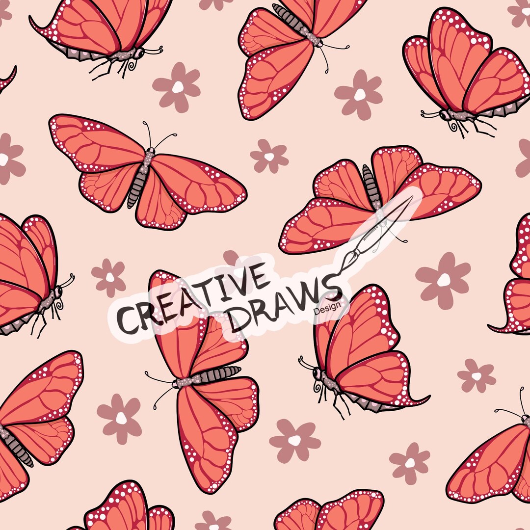 Butterfly Floral Seamless Pattern, Digital Repeat Pattern for Personal ...