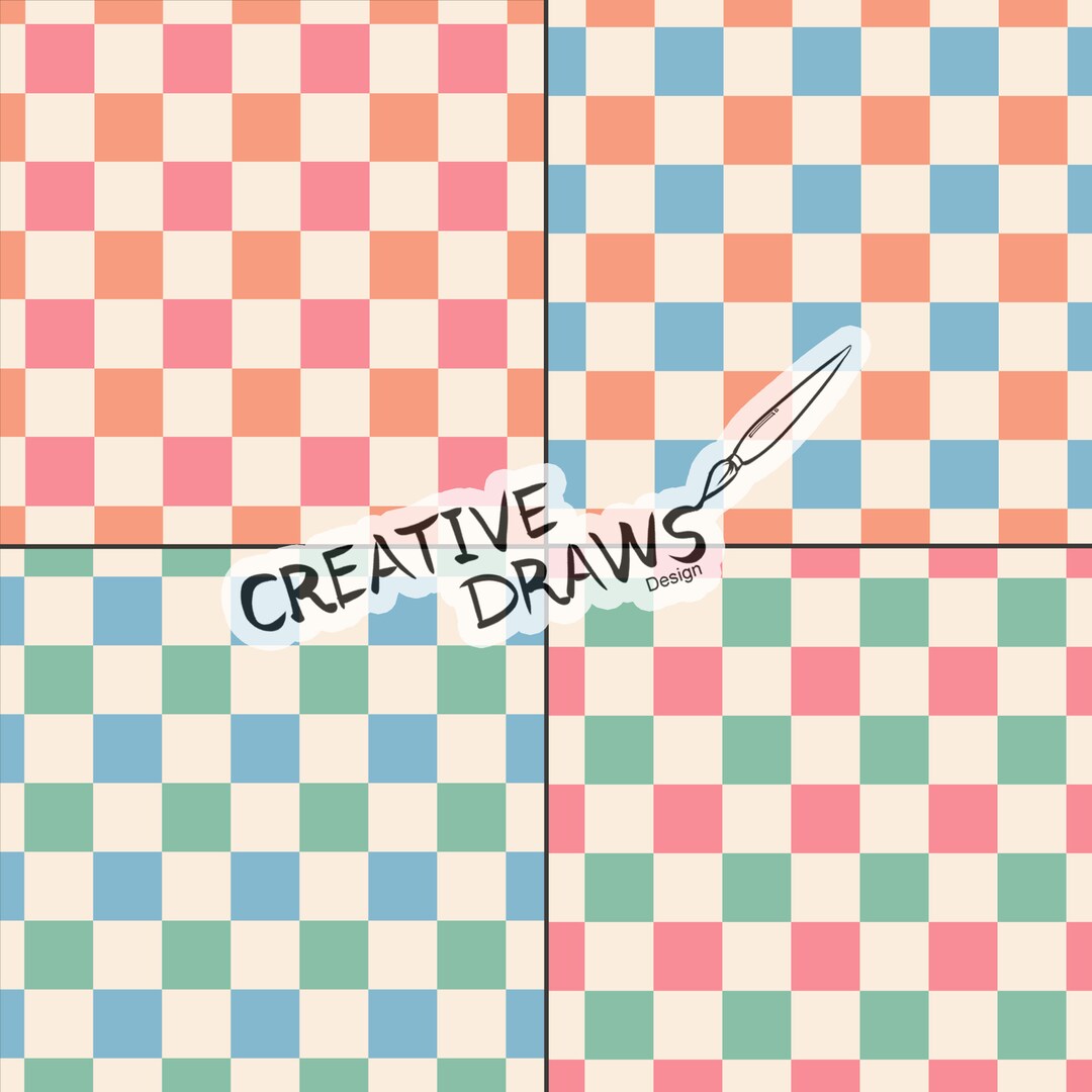 Retro Checker Seamless Pattern Set, Digital Download - Etsy