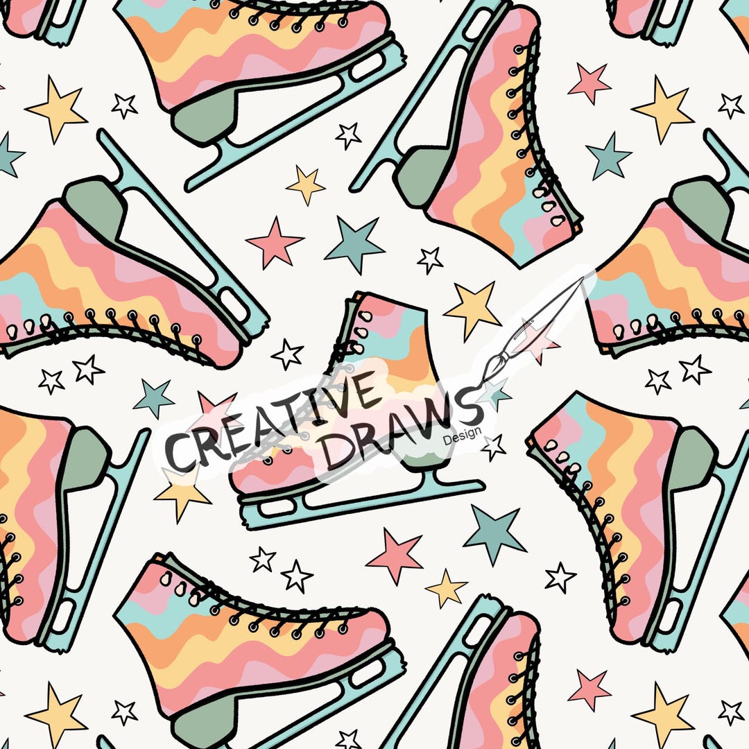Retro Ice Skate Seamless Pattern, Seamless File Digital Download - Etsy
