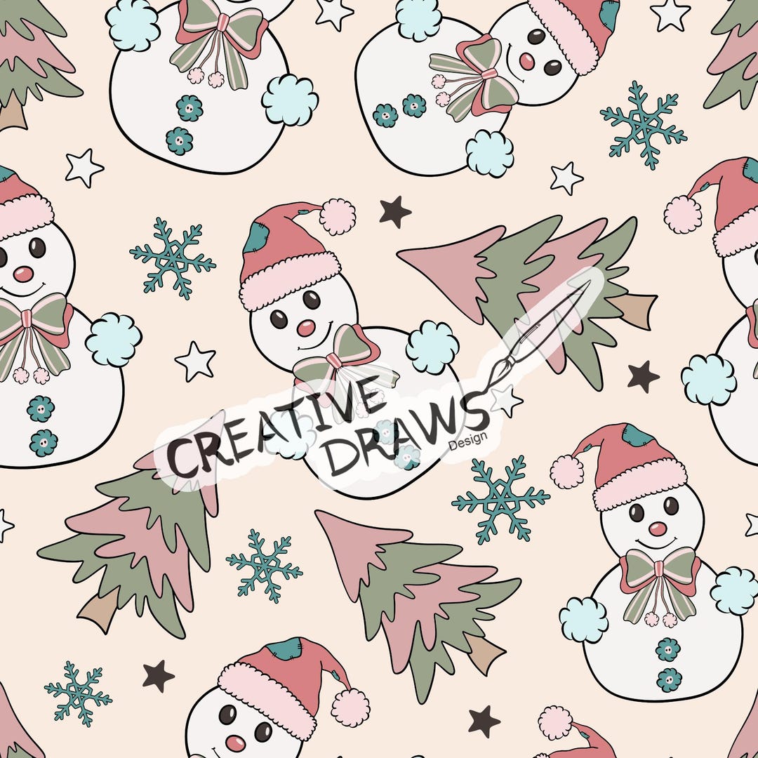 Snowman Seamless Pattern, Repeat Digital Paper Pattern for Personal and ...