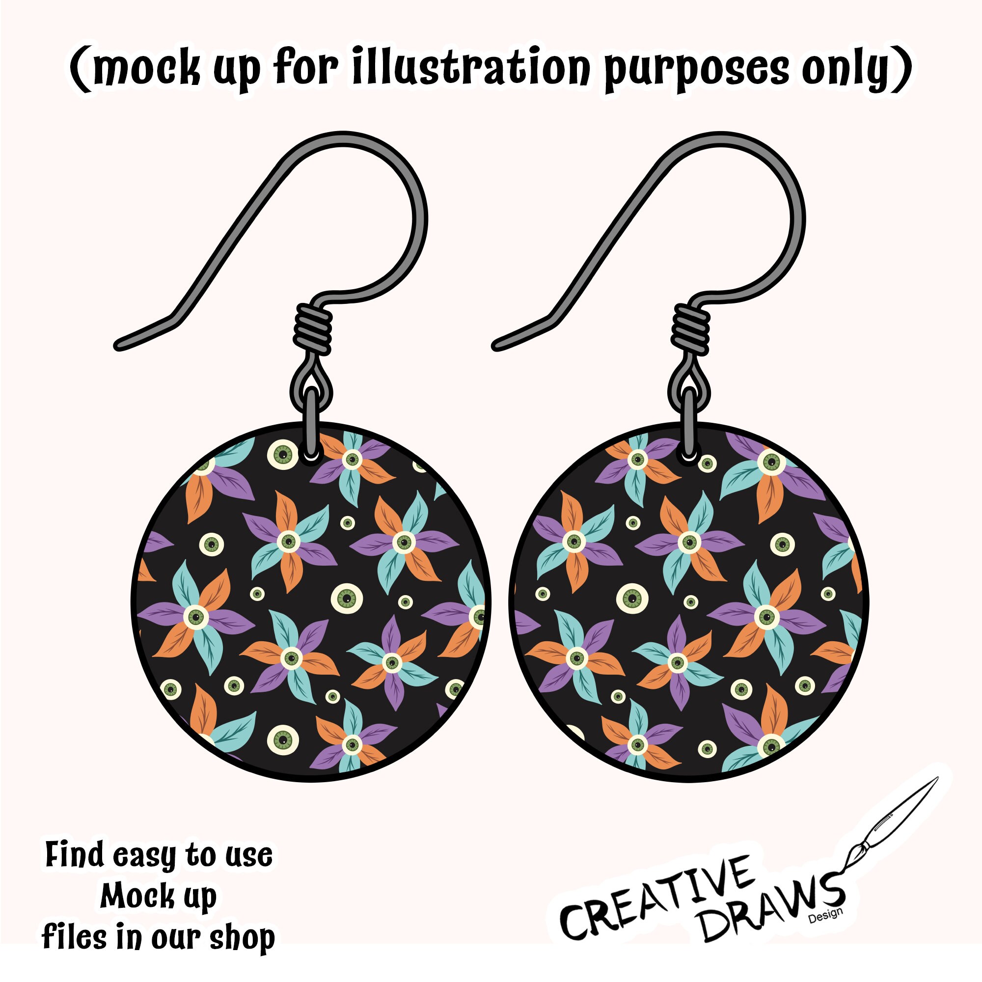 Evil Eye Flower Seamless Pattern, Halloween Digital Repeat Pattern for ...