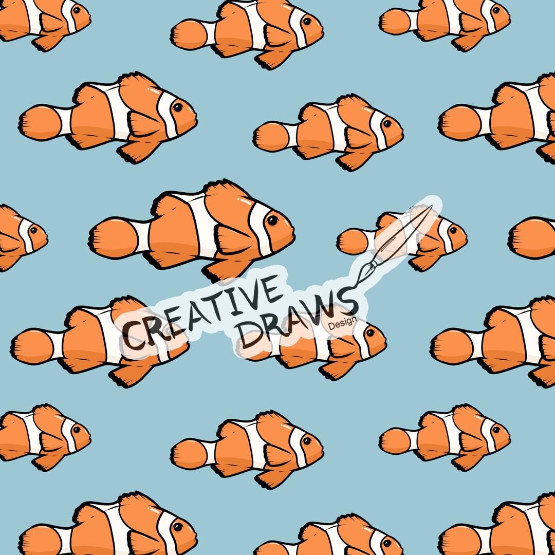 Clownfish Seamless Pattern, Digital Repeat Pattern for Personal and ...