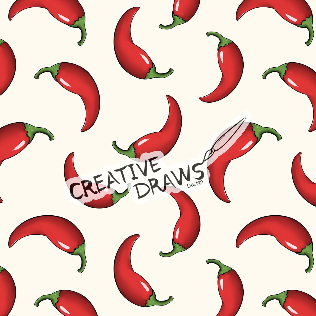 Red Chili Pepper Seamless Pattern, Digital Repeat Pattern for Personal ...