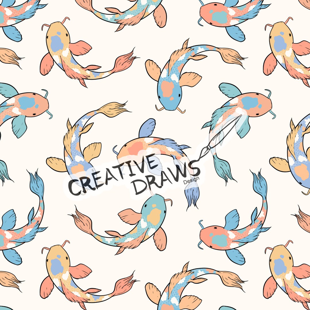 Koi Fish Seamless Pattern, Repeat Digital Paper Pattern for Personal ...