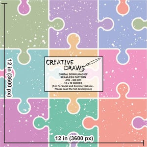Jigsaw Puzzle Seamless Pattern, Digital Repeat Pattern for Personal and ...