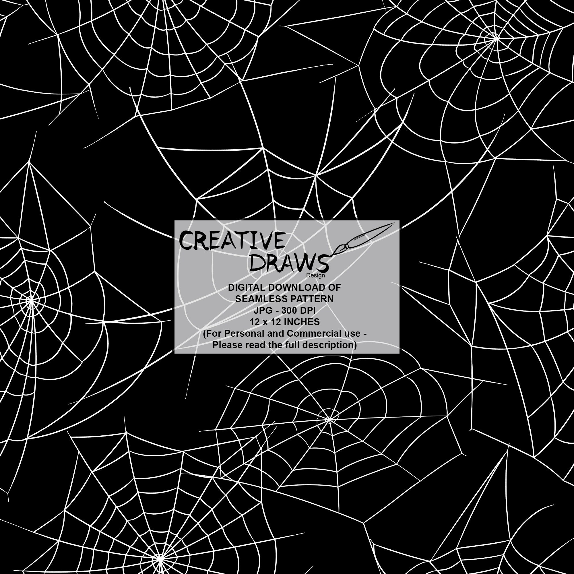 Black and White Cobweb Seamless Pattern Spiderweb Digital - Etsy