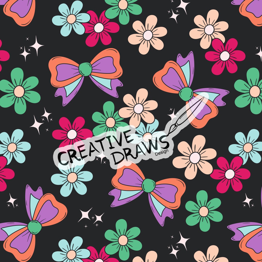 Halloween Floral Bow Seamless Pattern, Seamless File Digital Download ...
