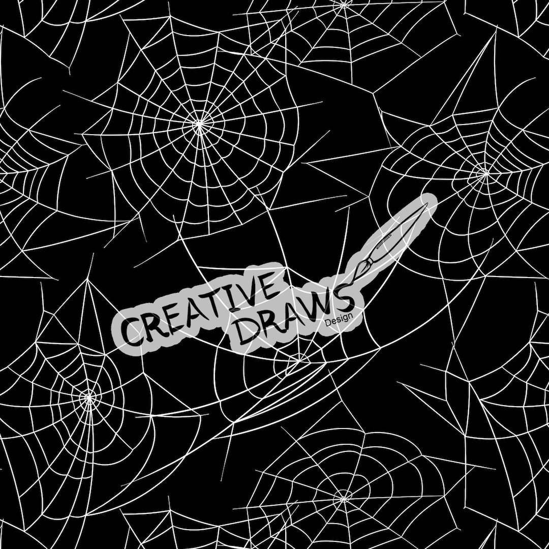 Black and White Cobweb Seamless Pattern, Spiderweb Digital Repeat ...