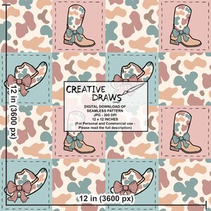 Western Cow Print Patchwork Seamless Pattern, Seamless File Digital ...