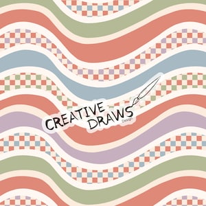 Retro Checker Waves Seamless Pattern, Repeat Digital Paper Pattern for ...