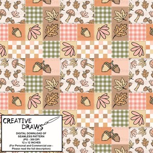 Fall Patchwork Seamless Pattern, Floral Seamless File Digital Download ...
