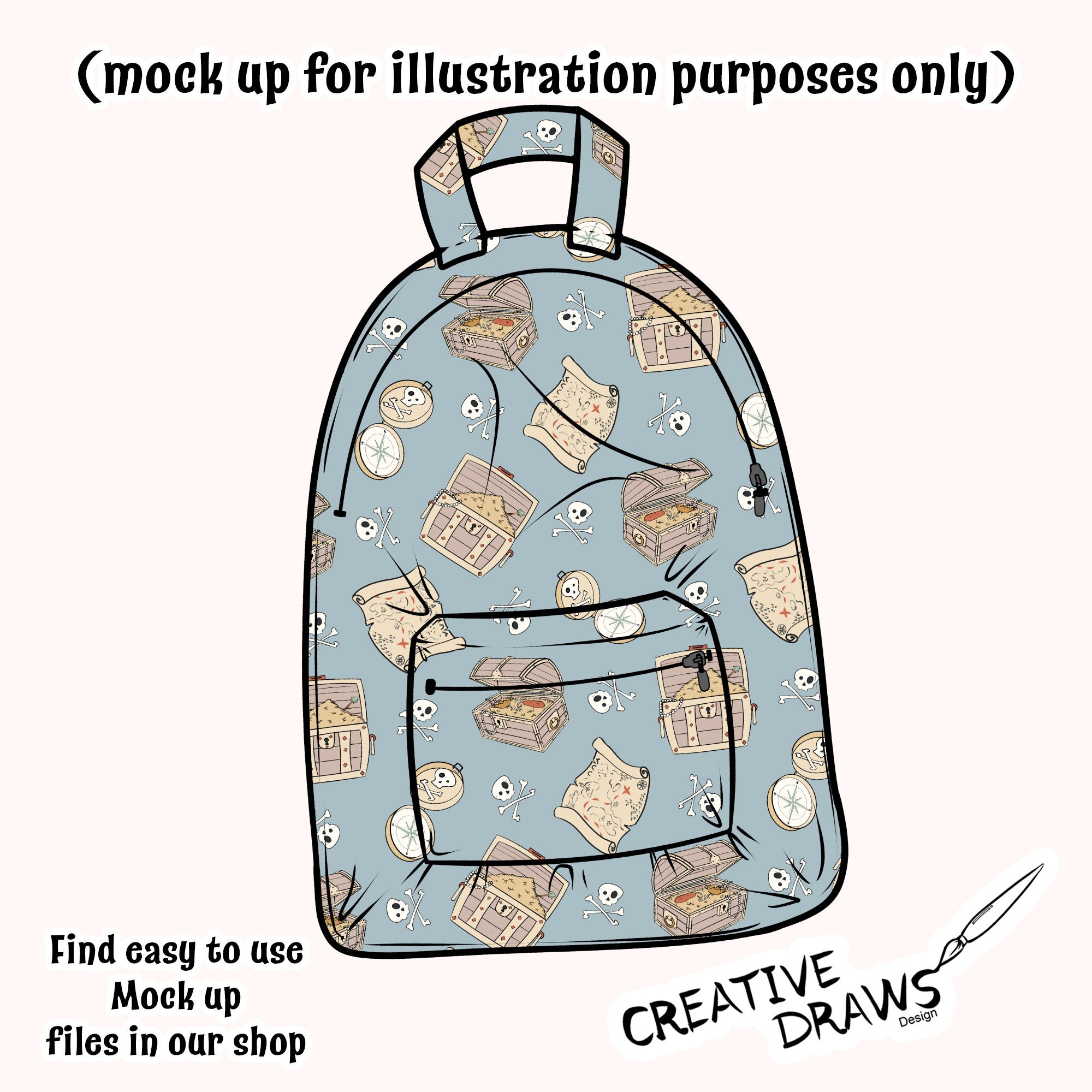 Pirate Treasure Seamless Pattern, Digital Repeat Pattern for Personal ...