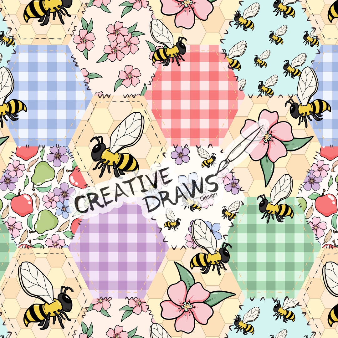 Bee Hive Patchwork Seamless Pattern, Seamless File Digital Download - Etsy
