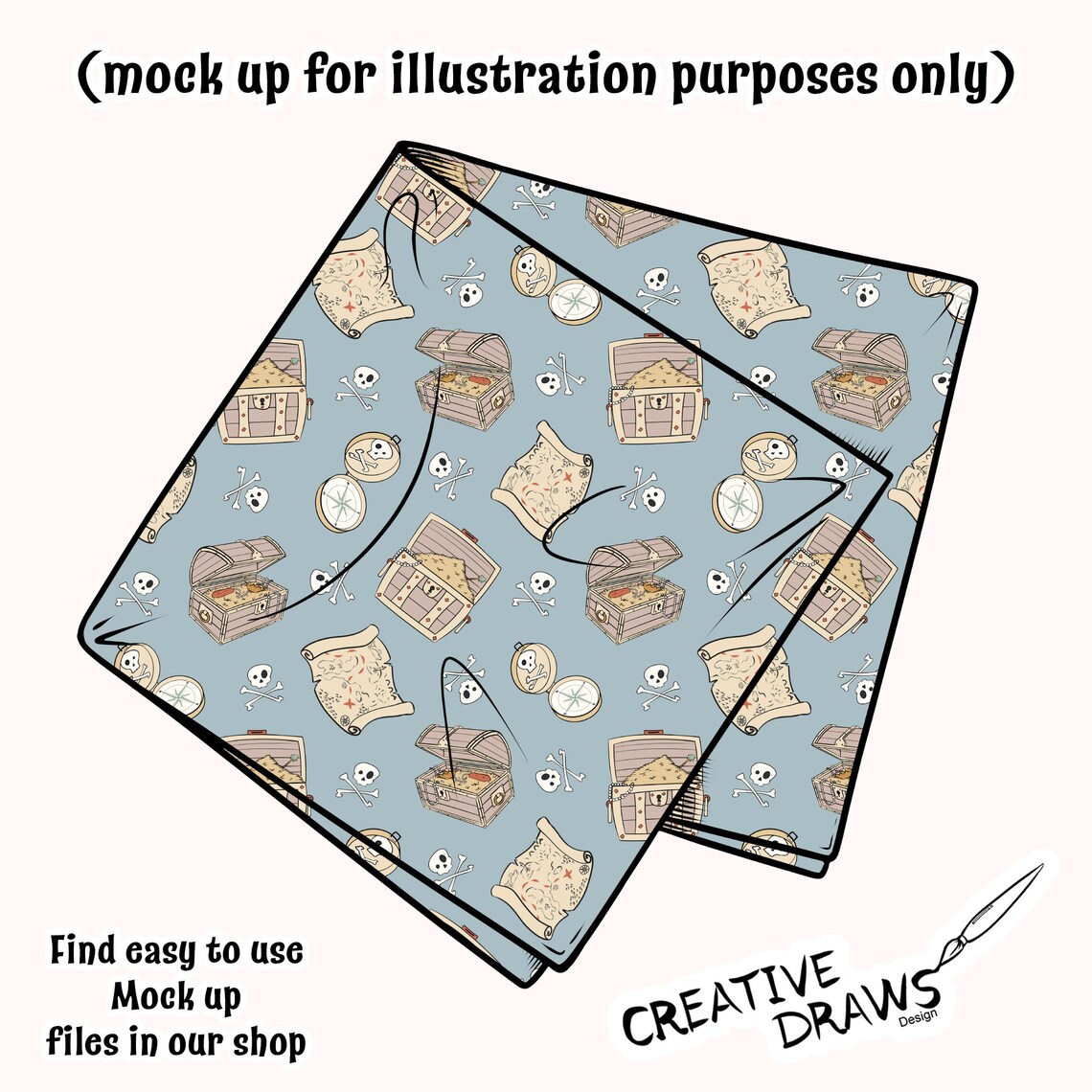 Pirate Treasure Seamless Pattern, Digital Repeat Pattern for Personal ...