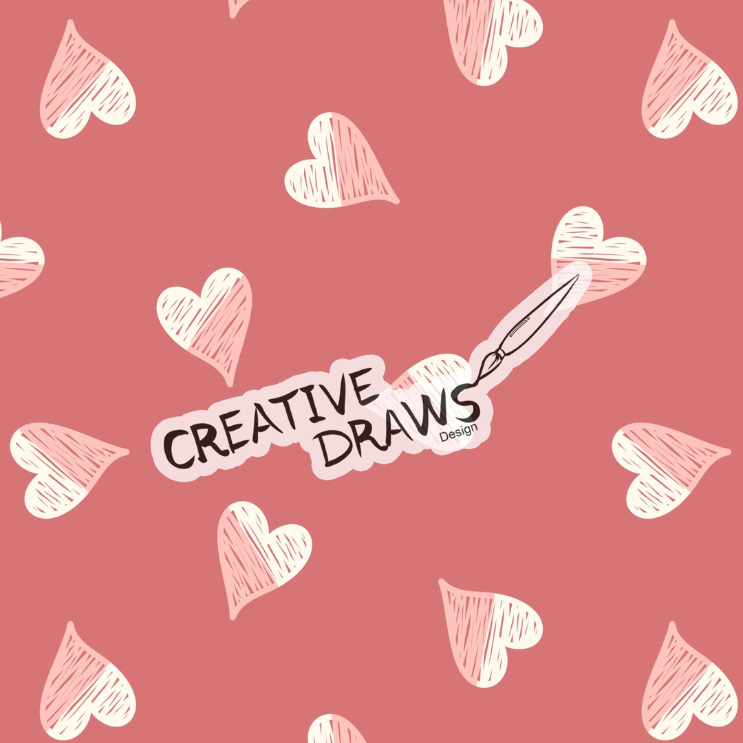 Doodle Heart Seamless Pattern, Scribble Heart Repeat Digital Paper ...