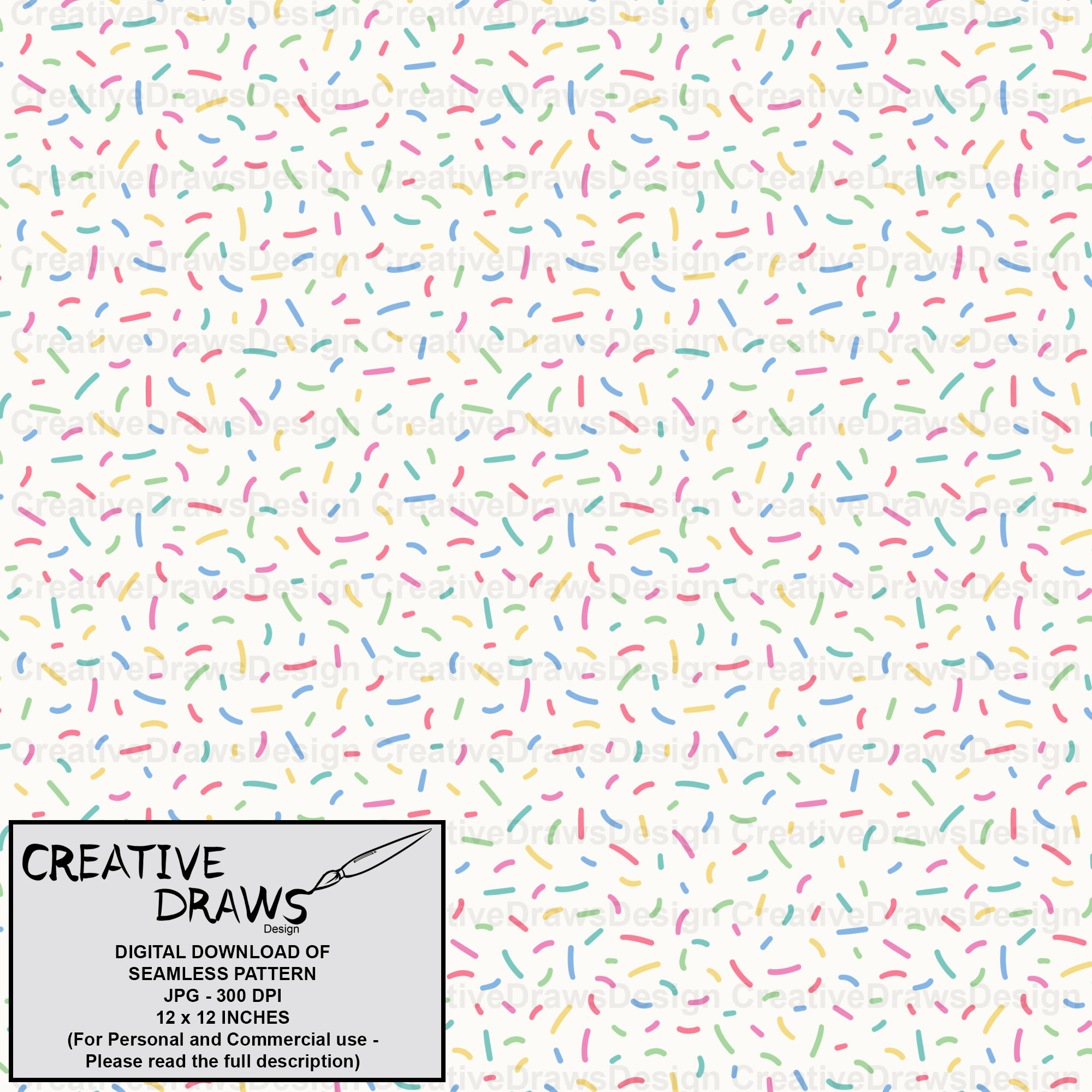 Rainbow Sprinkles Seamless Pattern, Digital Repeat Paper for Personal ...