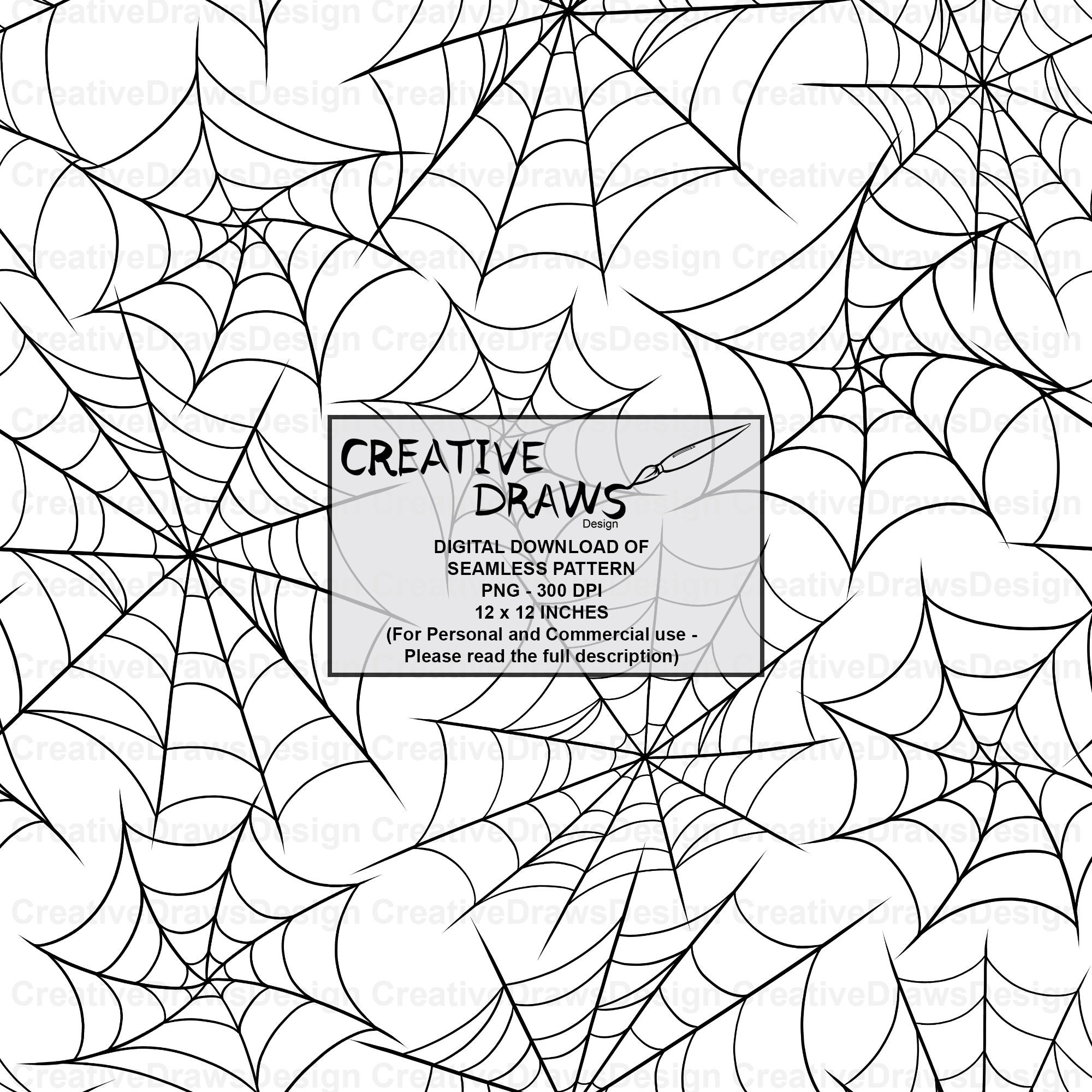 Spider Web Seamless Pattern Line Art With Transparent Background ...