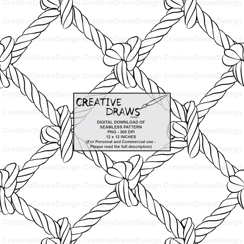 Rope Netting Seamless Pattern Line Art With Transparent Background ...