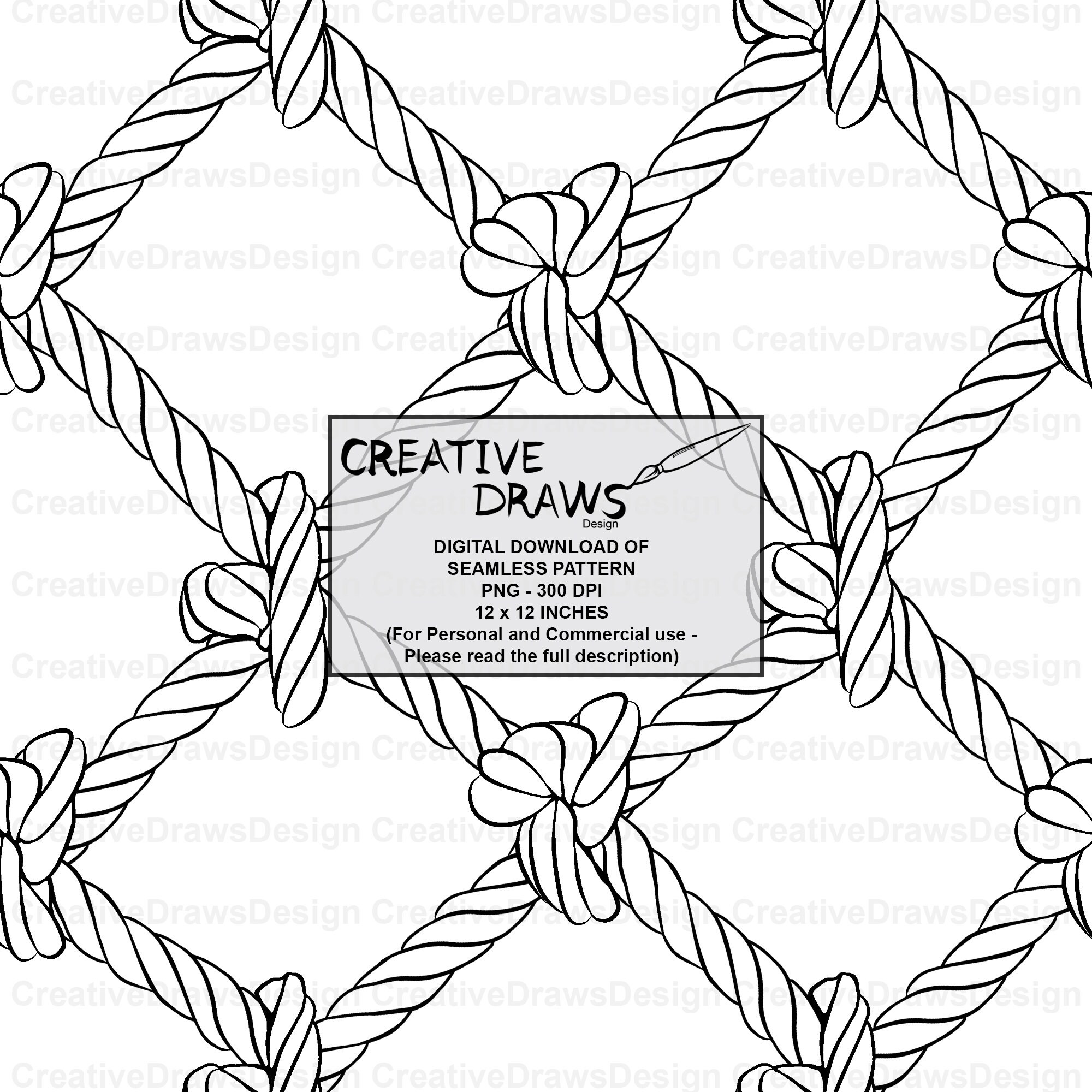 Rope Netting Seamless Pattern Line Art With Transparent Background ...