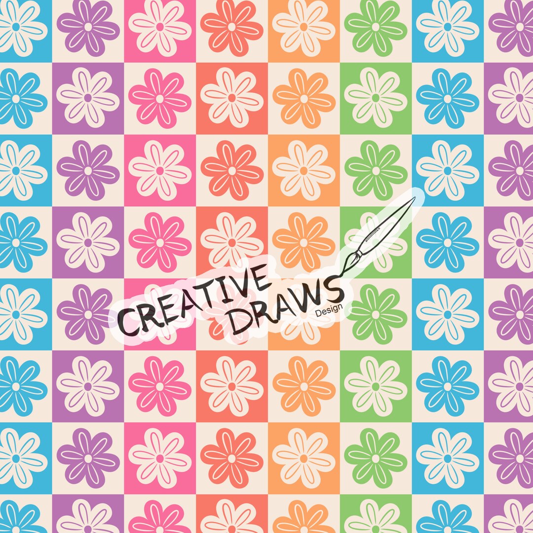 Bright Checker Floral Seamless Pattern, Seamless File Digital Download ...