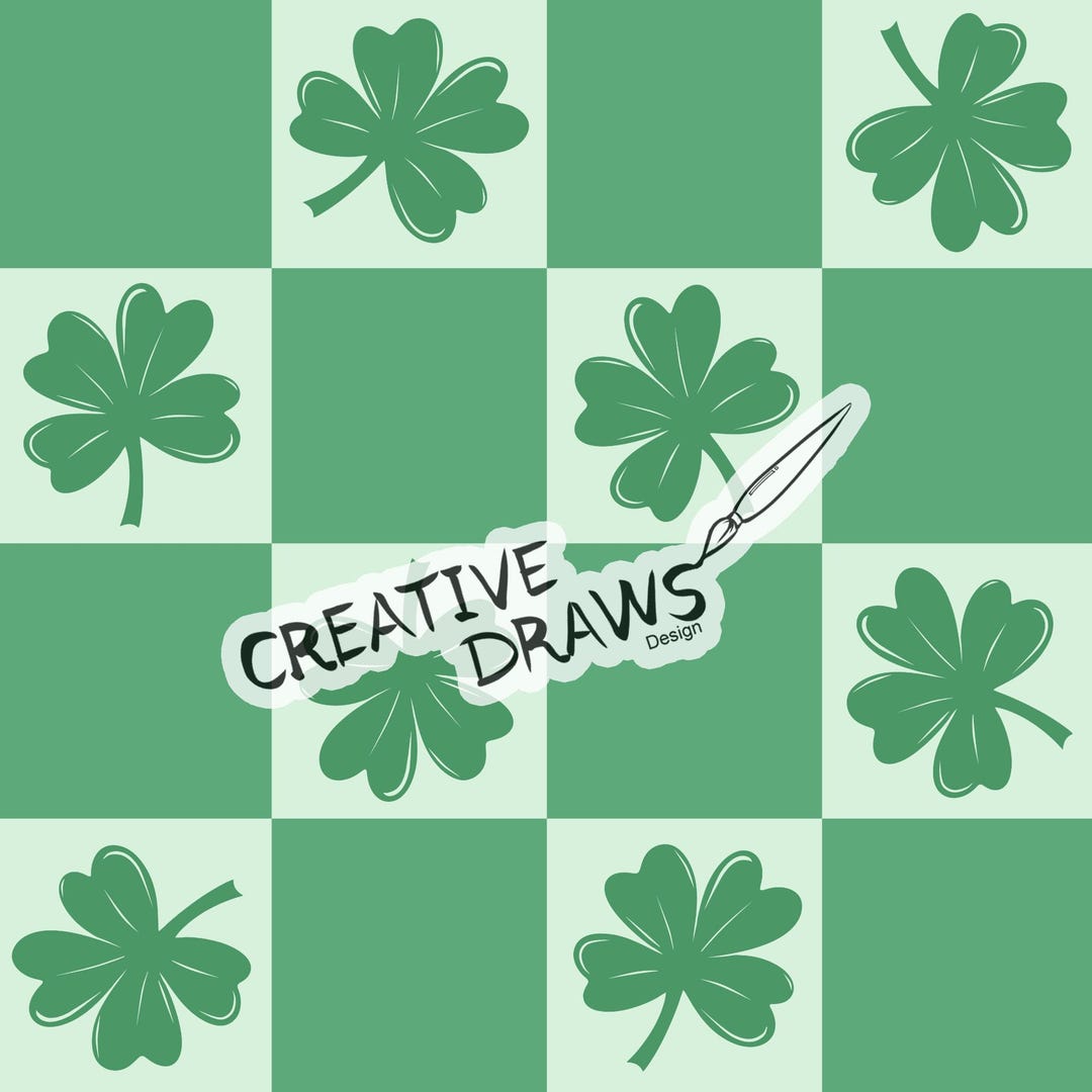 Lucky Clover Checker Seamless Pattern, Digital Repeat Pattern for ...