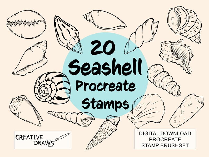 Seashell Procreate Stamps, Procreate Brush Pack for Personal and Commercial Use - Etsy