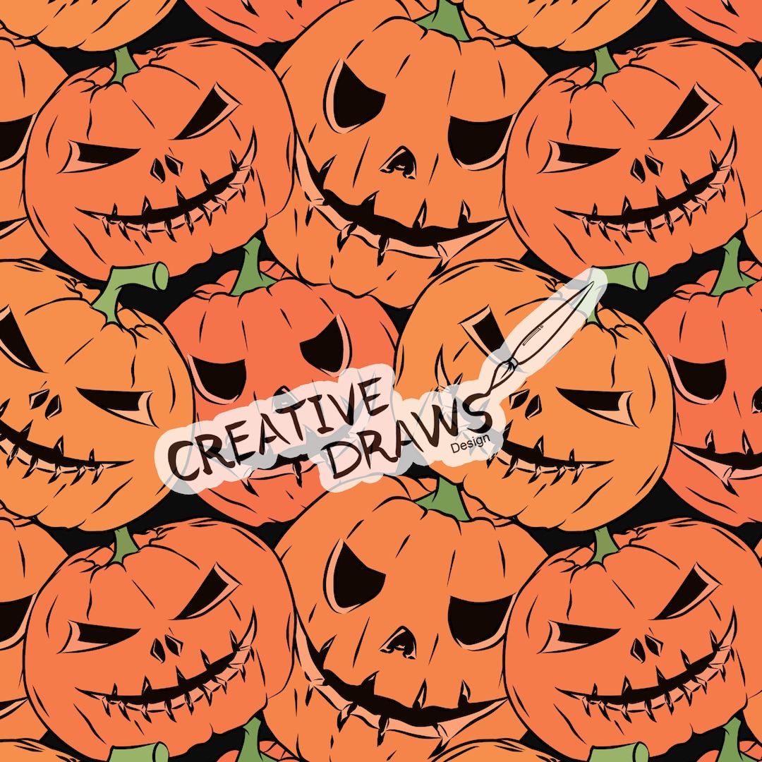Halloween Pumpkin Digital Seamless Pattern, Spooky Repeat Pattern for ...