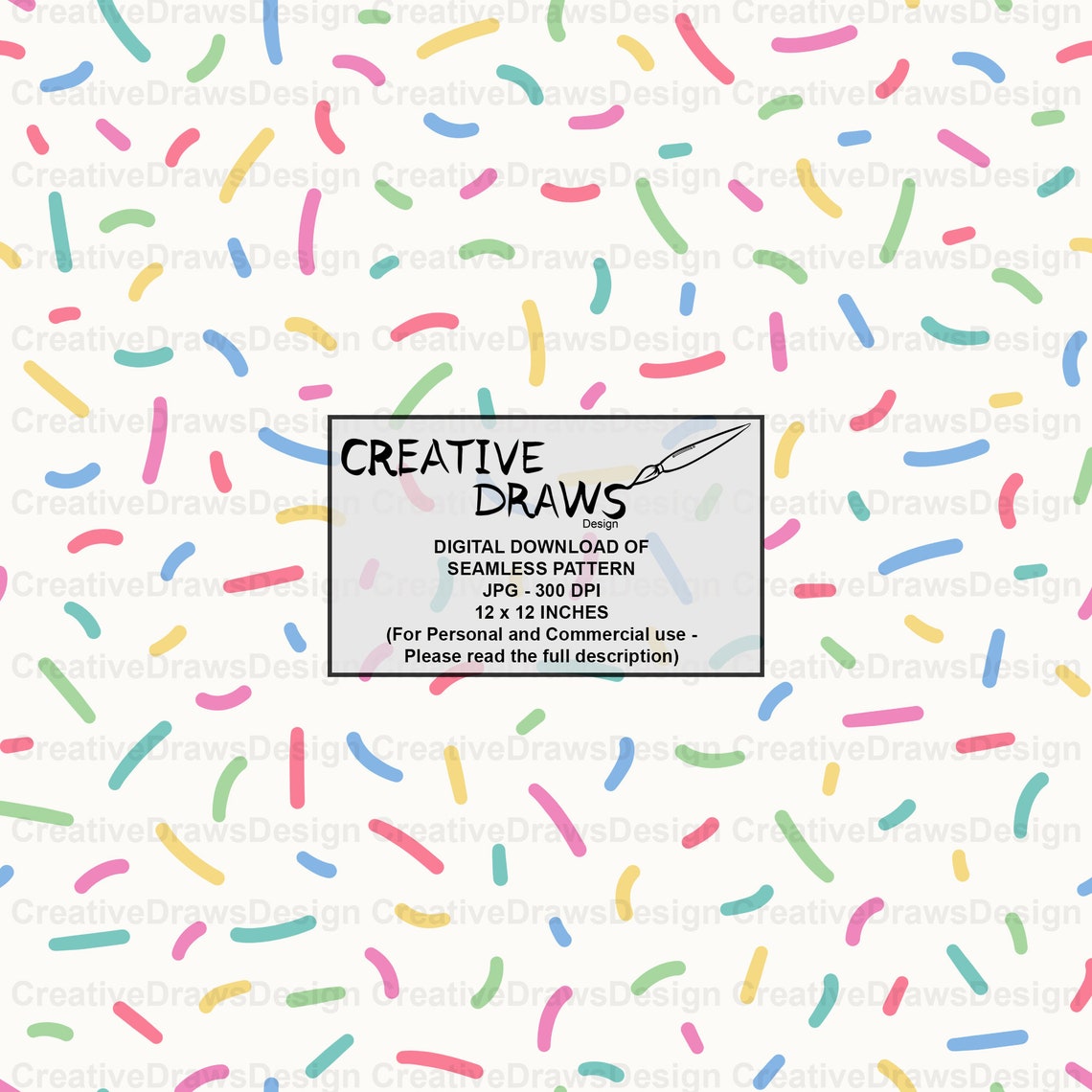 Rainbow Sprinkles Seamless Pattern, Digital Repeat Paper for Personal ...