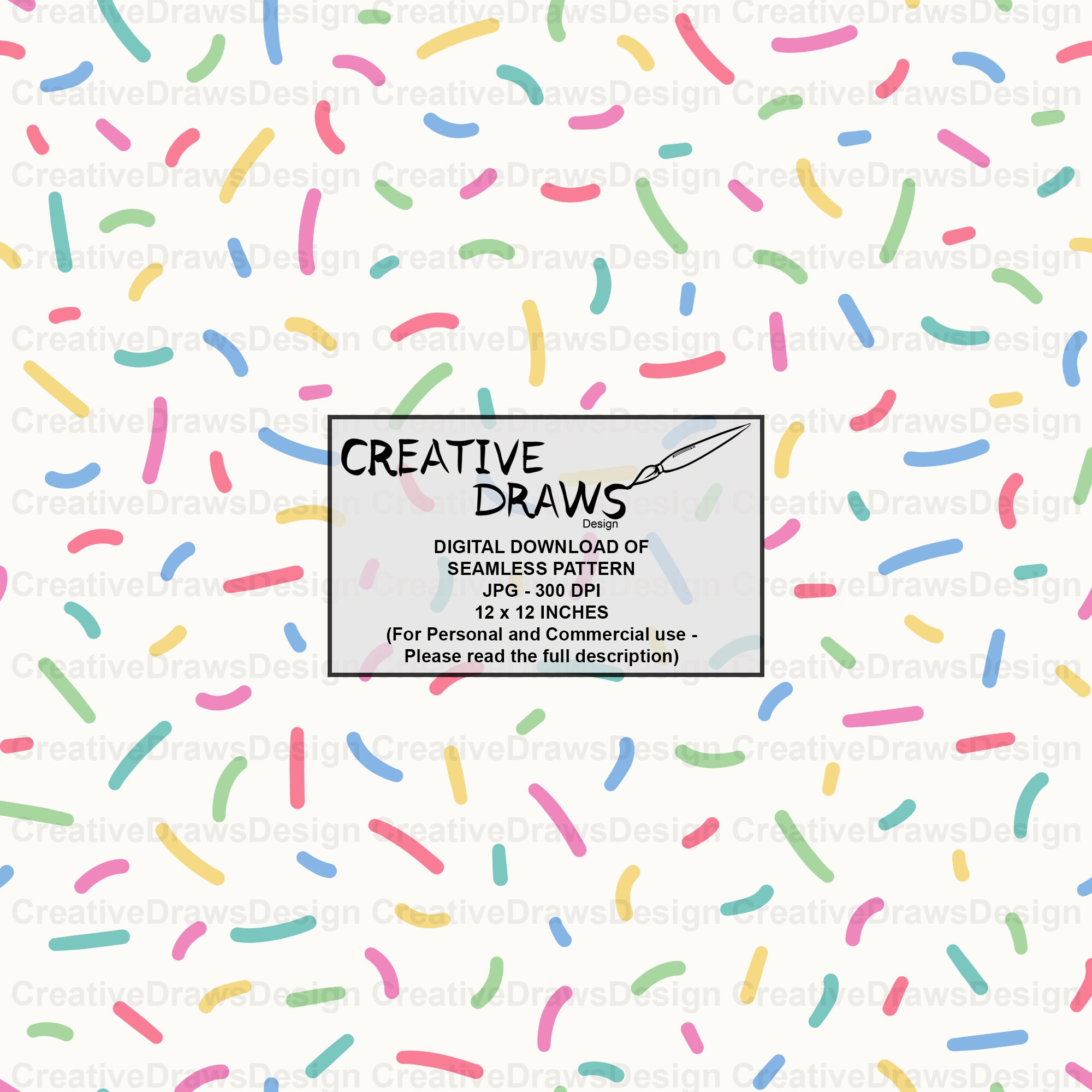 Rainbow Sprinkles Seamless Pattern, Digital Repeat Paper for Personal ...