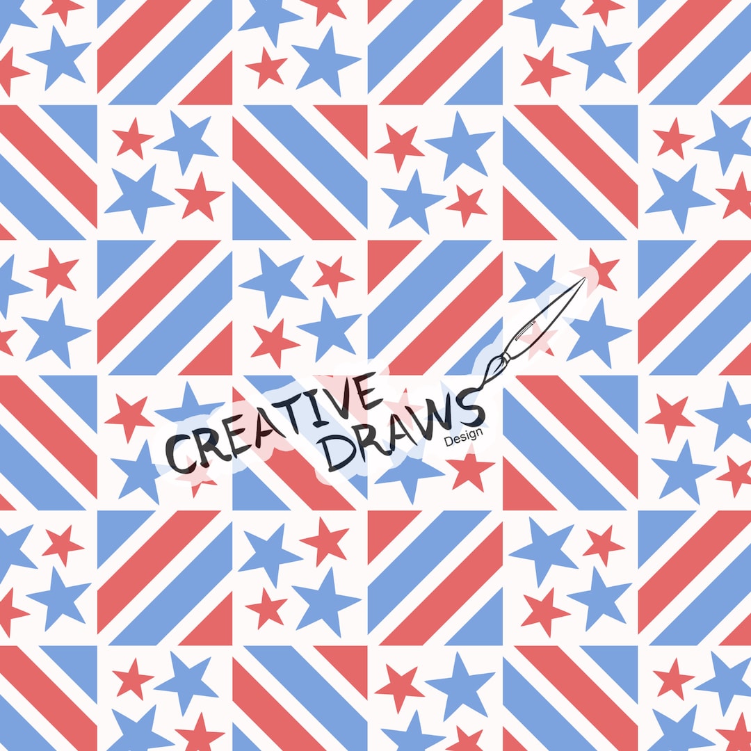 Checker Stars and Stripes Seamless Pattern, Fourth of July Seamless ...