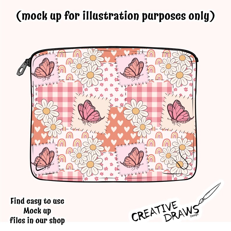 Butterfly Daisy Patchwork Seamless Pattern, Digital Repeat Pattern for ...