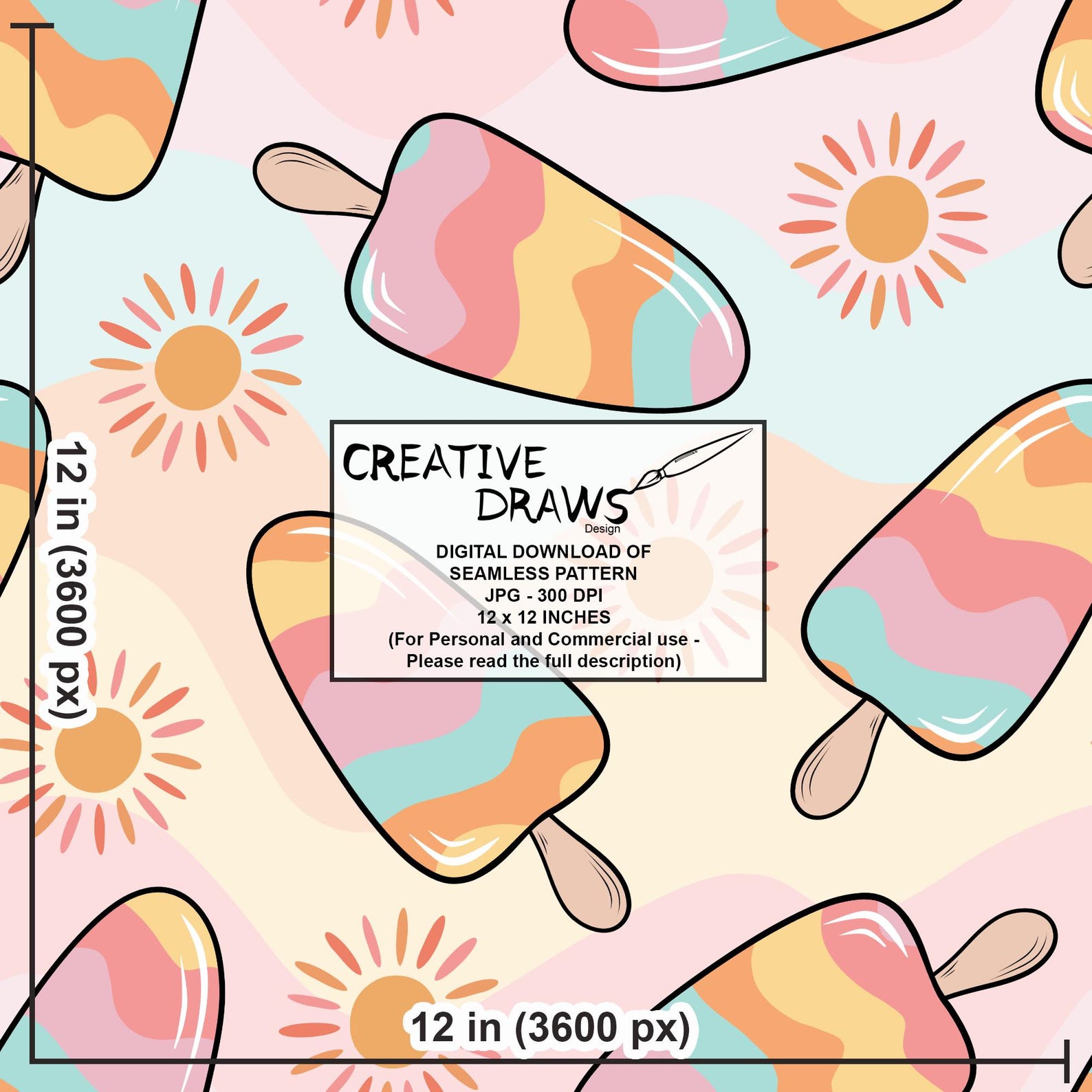 Retro Popsicle Seamless Pattern, Seamless File Digital Download - Etsy