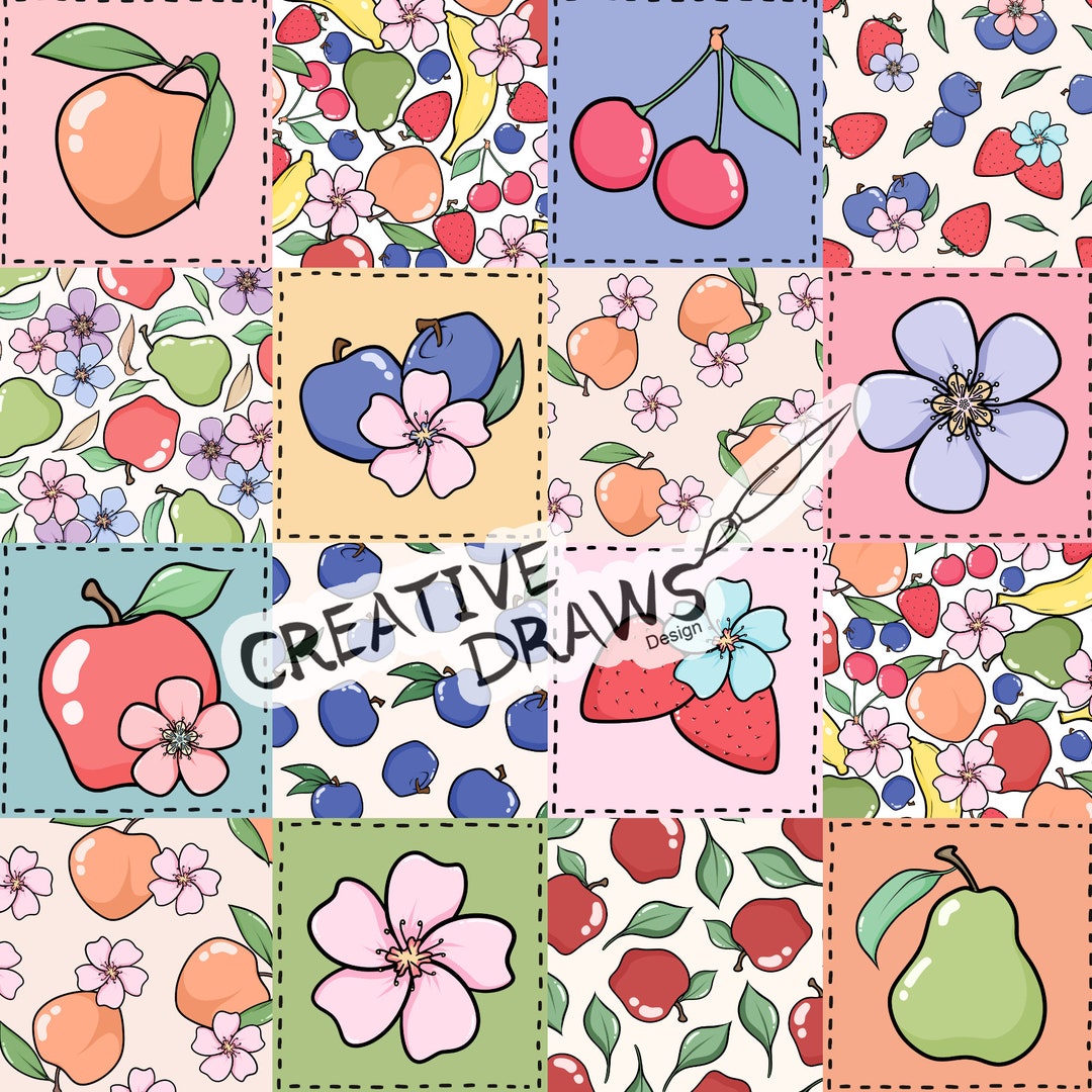 Fruit Patchwork Seamless Pattern for Personal and Commercial Use, Summer Repeat Digital Paper - Etsy