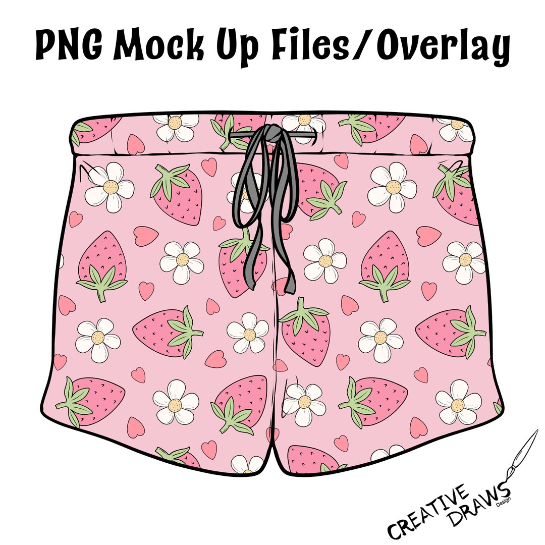Shorts Mock Up, Drawstring Pants Digital Mockup Overlay PNG File ...