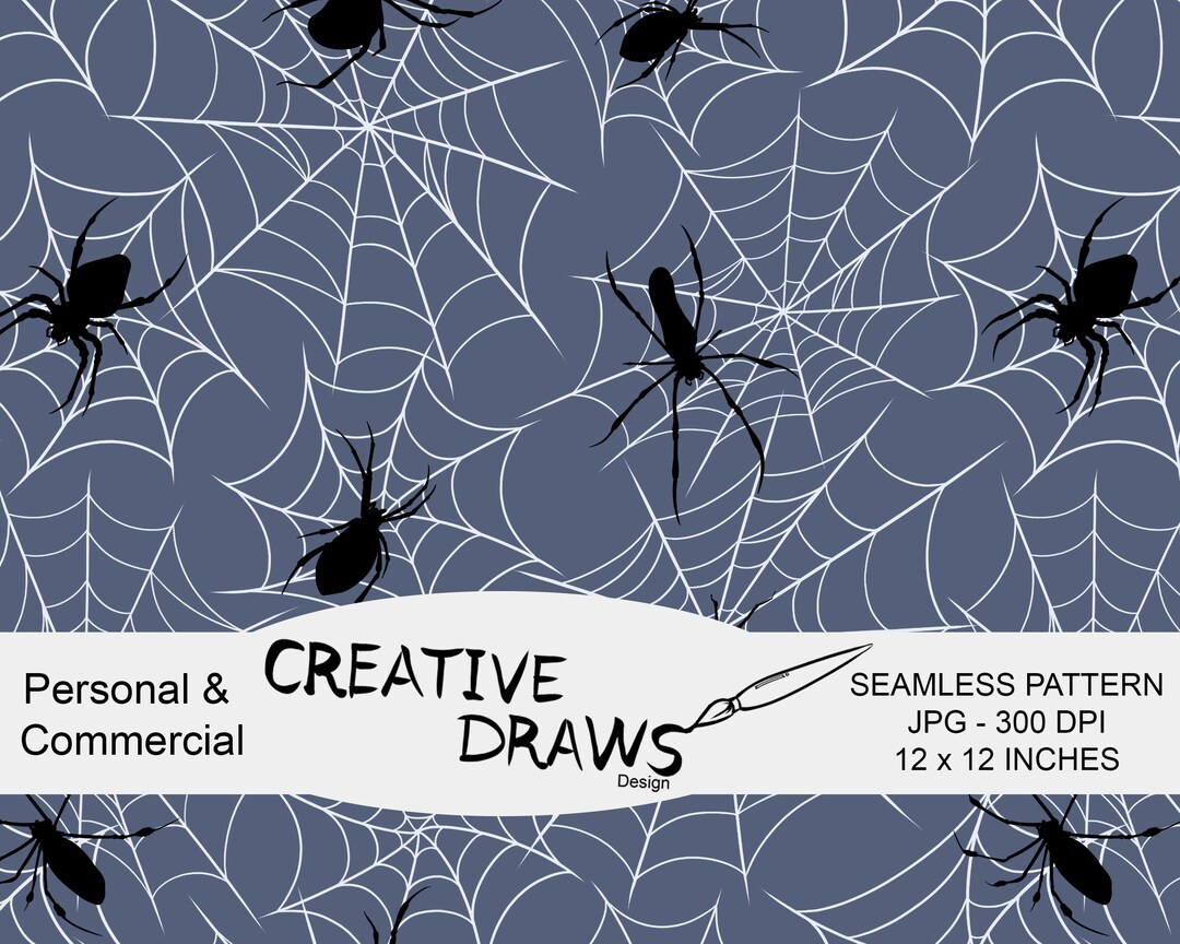 Spider and Web Seamless Pattern Spiderweb Digital Repeat - Etsy