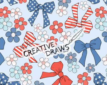 Checker Stars and Stripes Seamless Pattern, Fourth of July Repeat ...