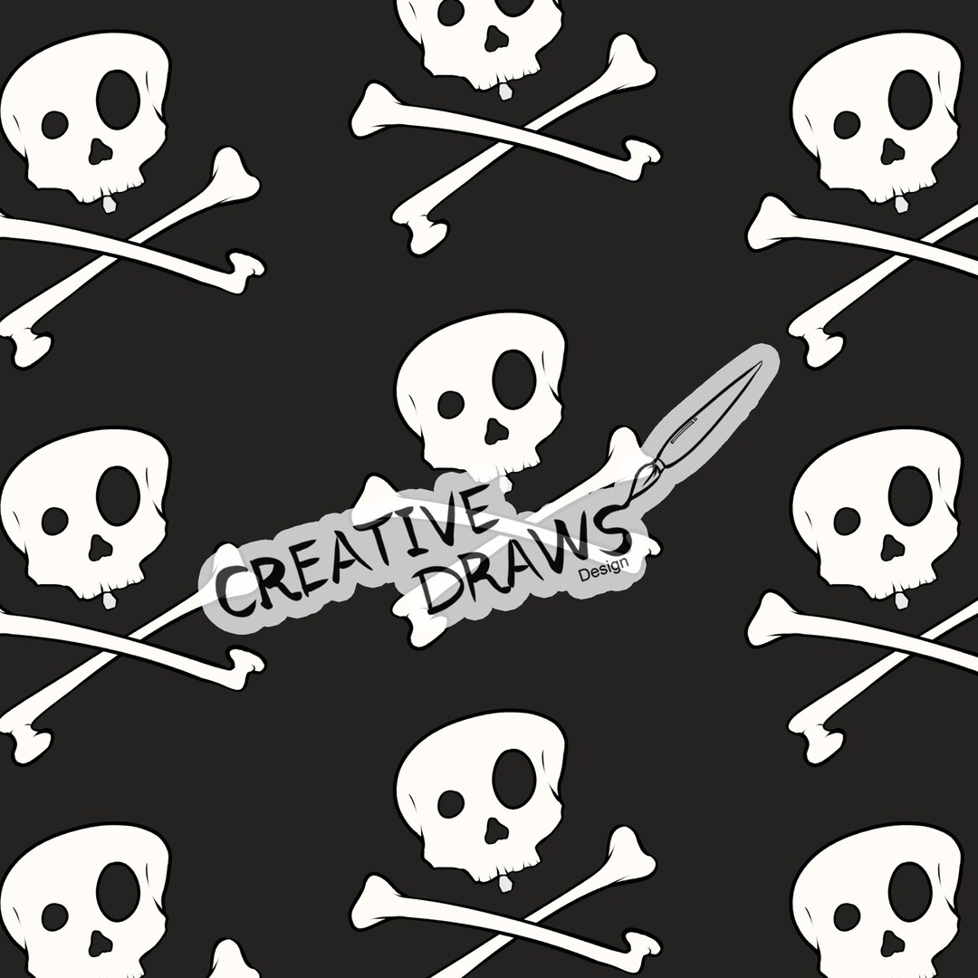 Pirate Skull Seamless Pattern, Digital Repeat Pattern for Personal and ...