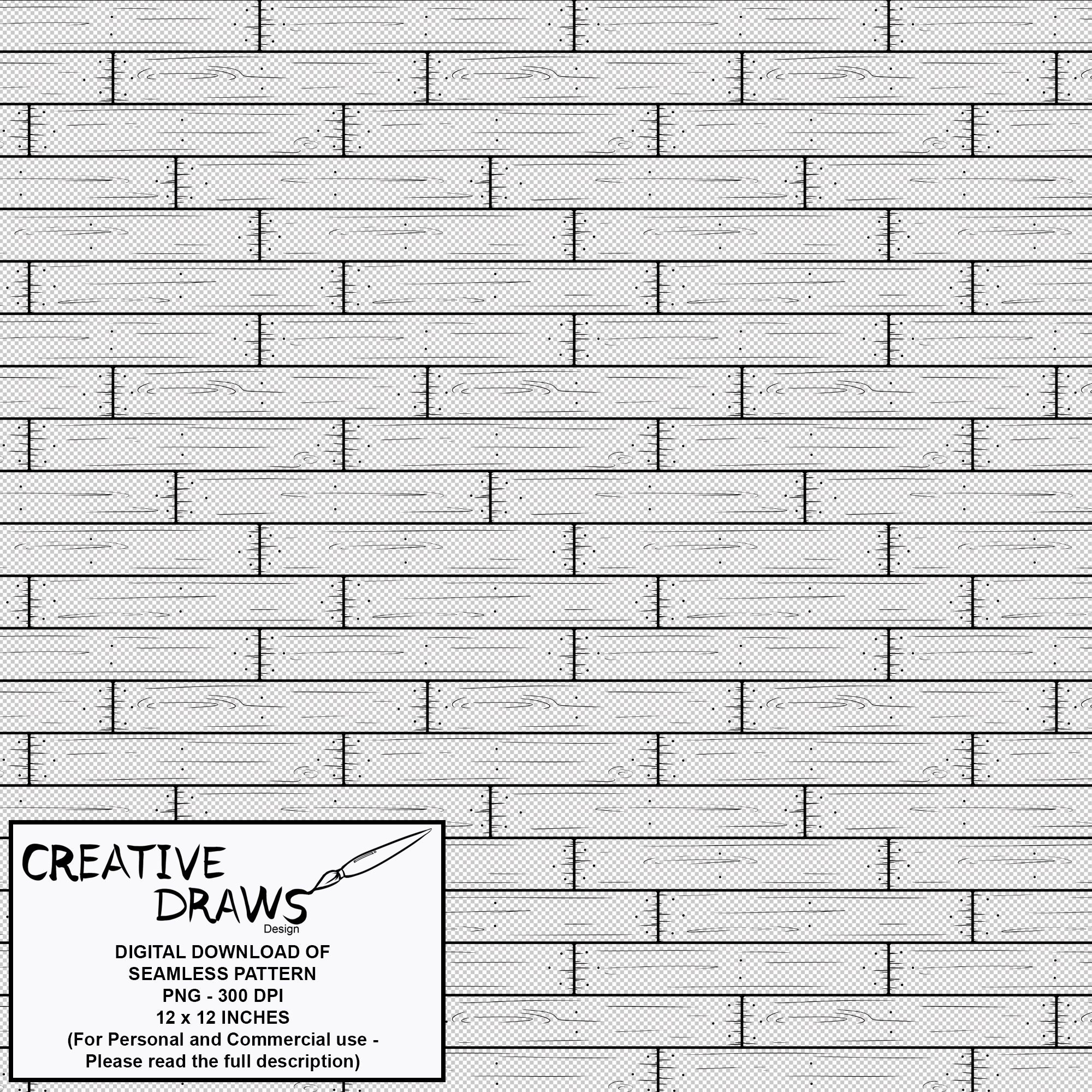 Wooden Plank Wall Seamless Pattern Line Art With Transparent Background ...