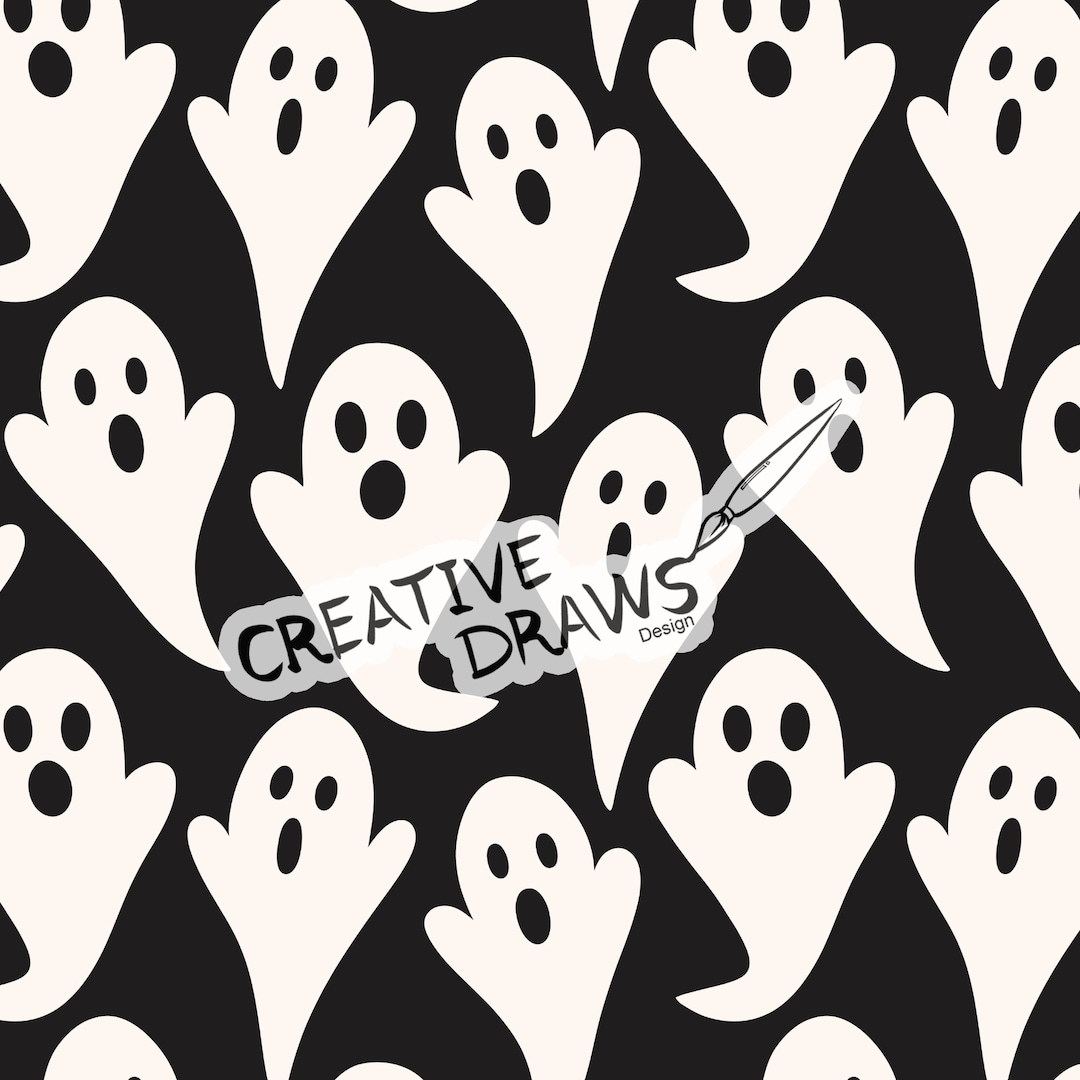 Ghosts Seamless Pattern, Halloween Digital Repeat Pattern for Personal ...