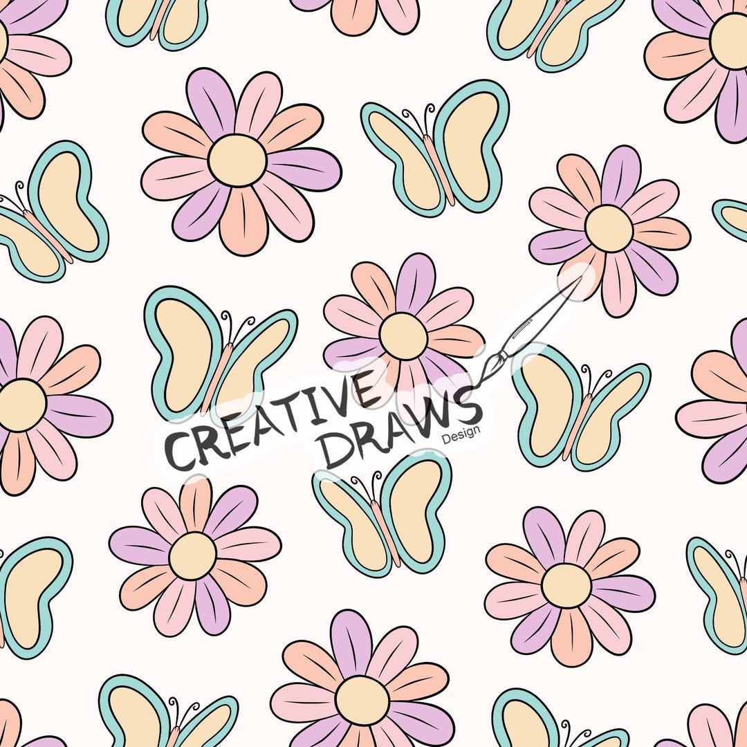 Spring Butterfly Floral Seamless Pattern, Digital Repeat Pattern for ...