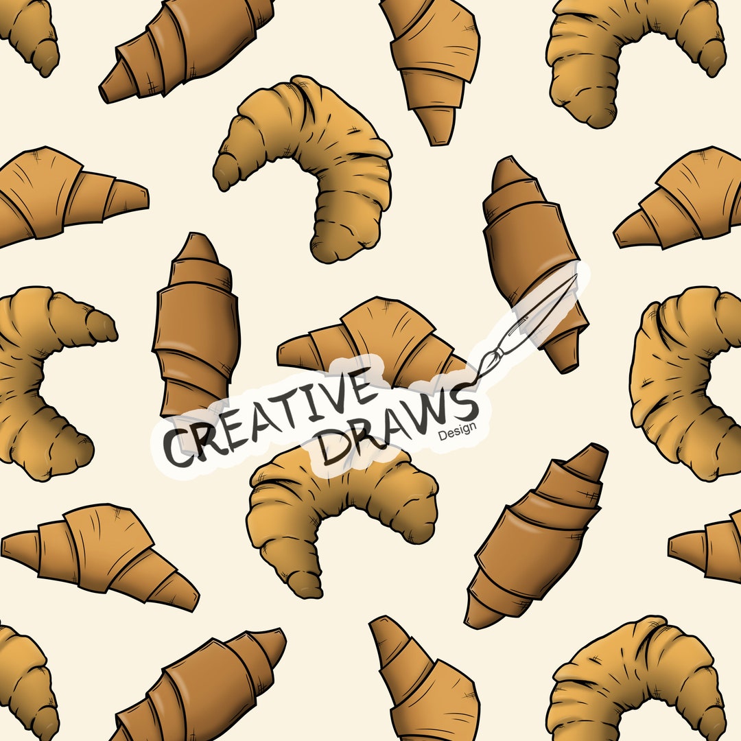 Croissant Breakfast Seamless Pattern, Bake Digital Repeat Pattern for ...