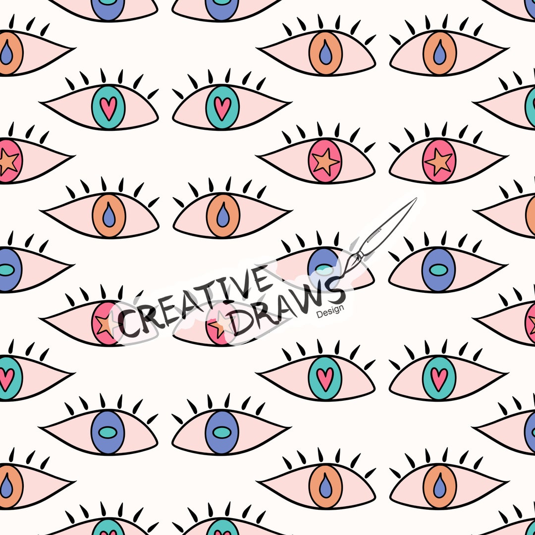 Groovy Eyes Seamless Pattern, Repeat Digital Paper Pattern for Personal ...