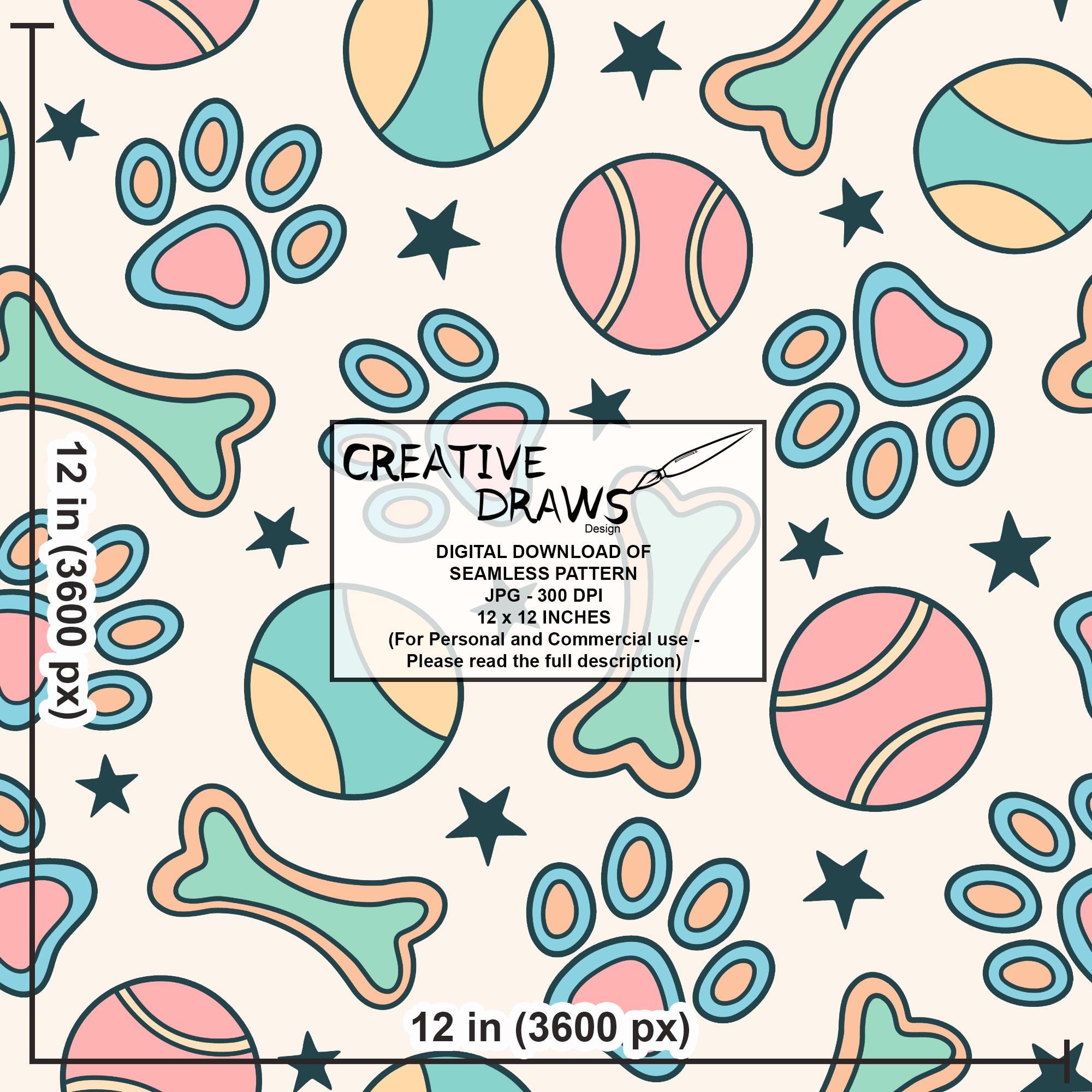 Dog Paws and Bones Seamless Pattern, Seamless File Digital Download - Etsy