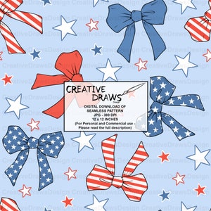 Fourth of July Bow Seamless Pattern, Seamless File Digital Download - Etsy