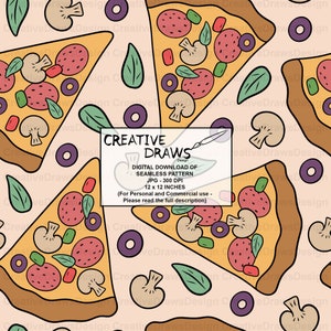 Pizza Slice Seamless Pattern, Digital Repeat Pattern for Personal and ...