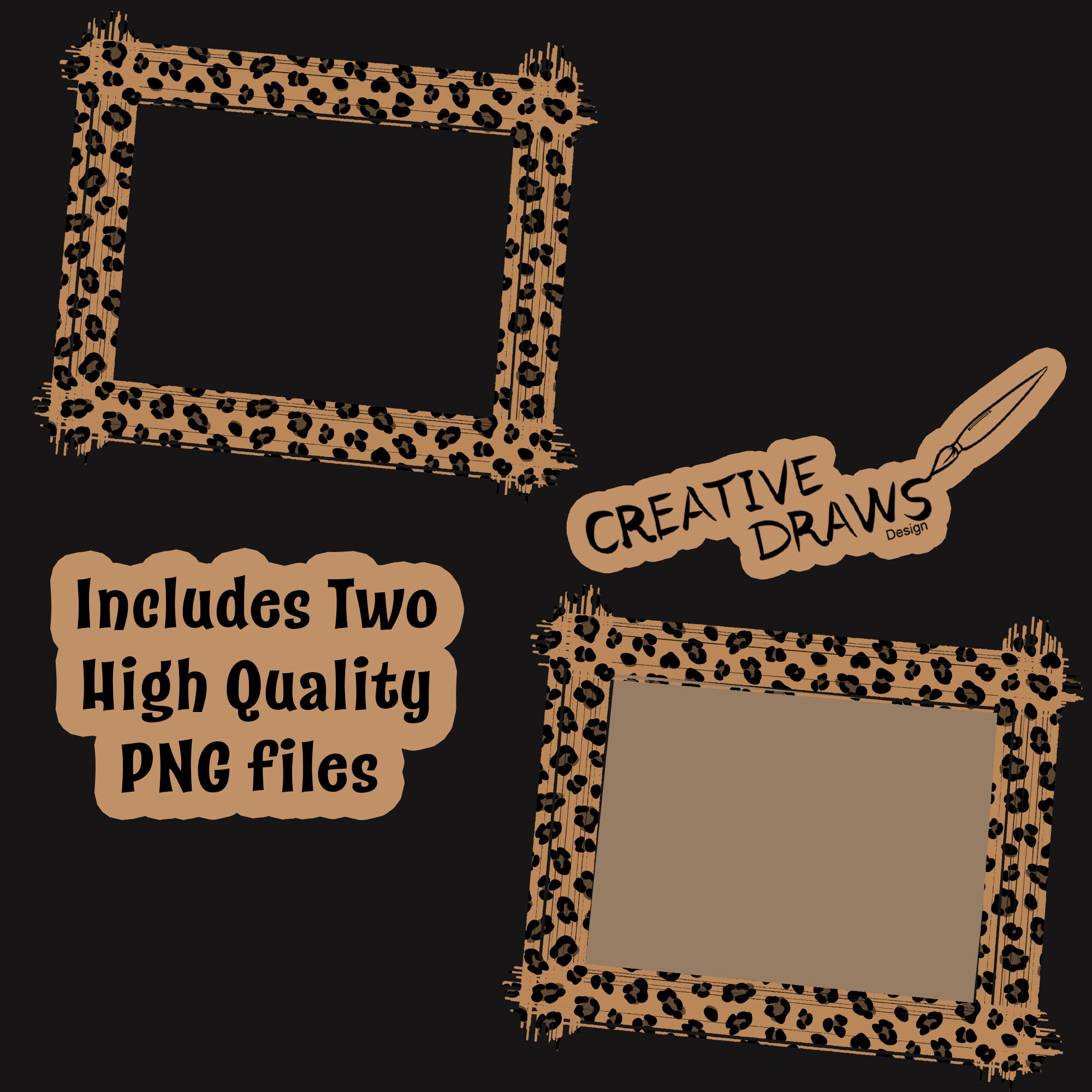 Leopard Print PNG Frame, Background Patch PNG Digital Sublimation for ...